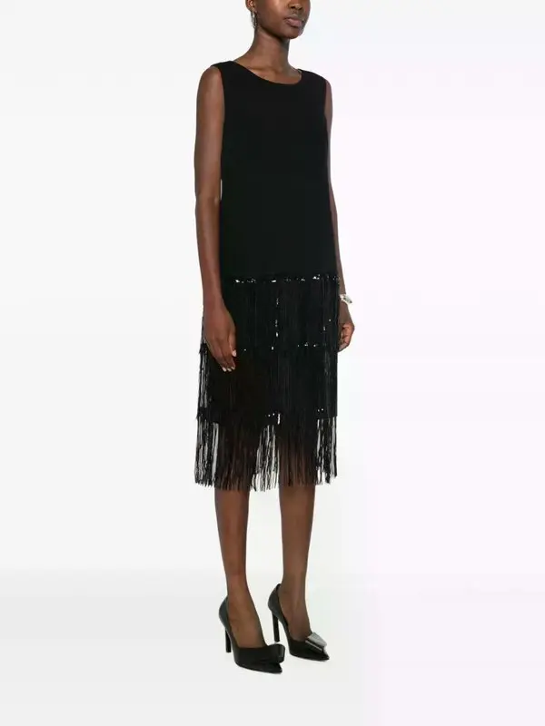 DE SANTIS Sequin-embellished Fringed Midi Dress