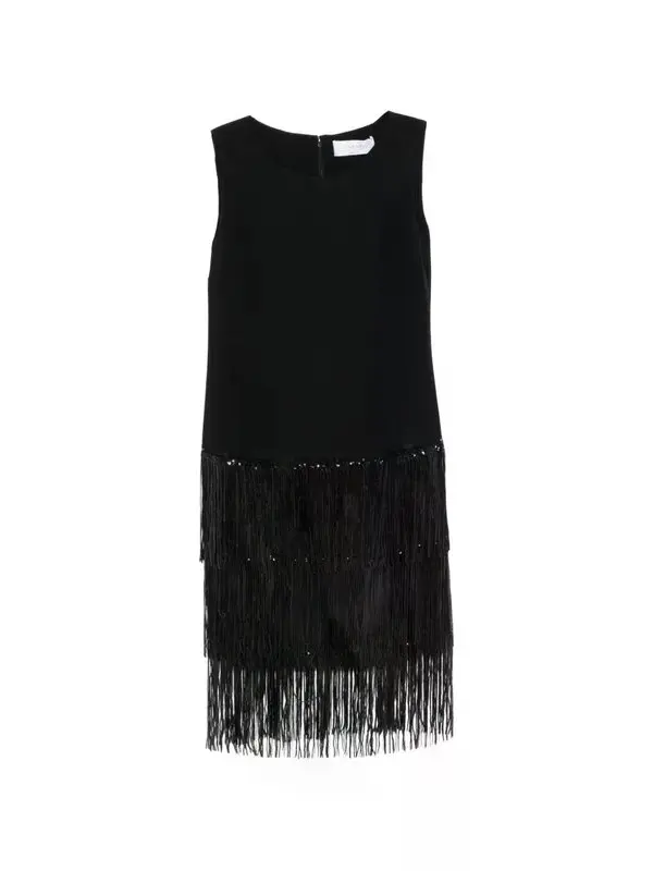 DE SANTIS Sequin-embellished Fringed Midi Dress - Black