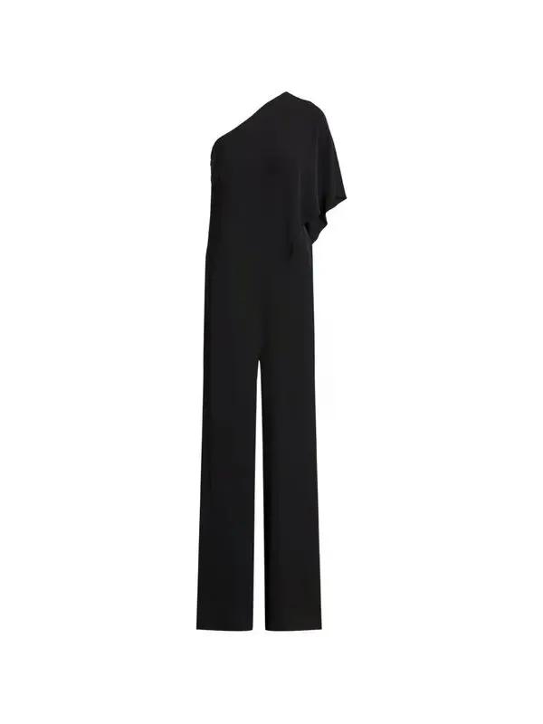 Ralph Lauren Cape Georgette One-shoulder Draped Jumpsuit - Black