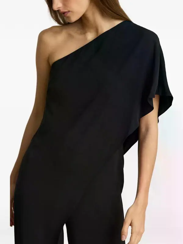 Ralph Lauren Cape Georgette One-shoulder Draped Jumpsuit