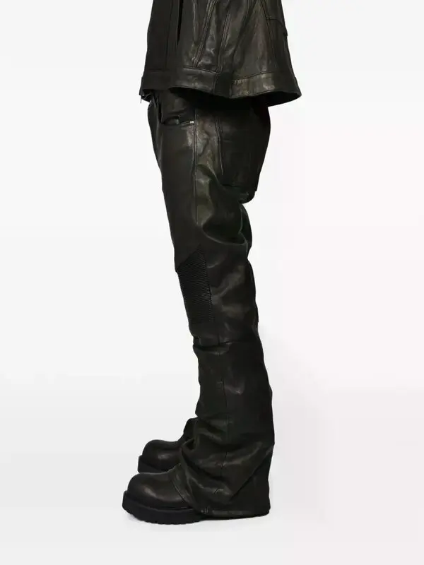 FILTH Panelled Leather Flared Trousers