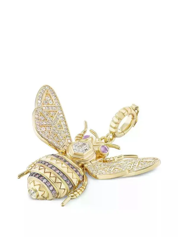 Harwell Godfrey 18k Yellow Diamond And Amethyst Bee Pendant