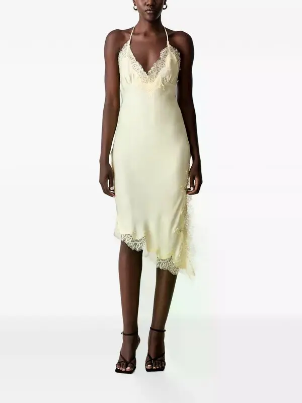 Bardot Silvio Lace-trim Asymmetric Mini Dress - Yellow