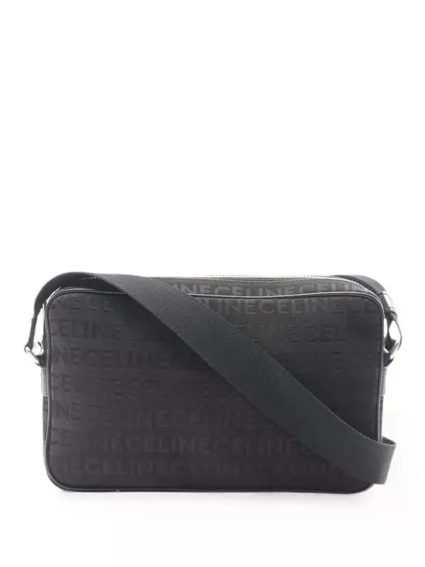 Celine 2021-2024 Canvas Logo Crossbody Bag - Black