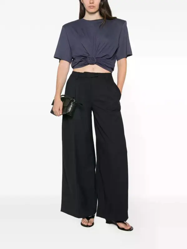 Magda Butrym Padded-shoulder Knotted T-shirt - Blue