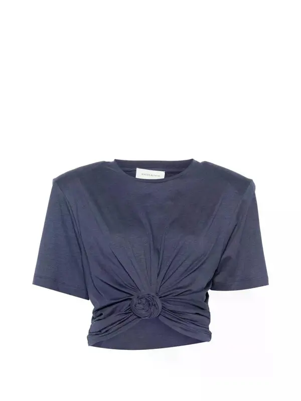Magda Butrym Padded-shoulder Knotted T-shirt - Blue