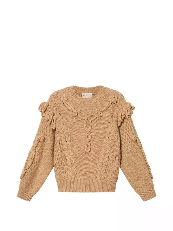 MARANT ETOILE Katria Fringe-detail Aran-knit Jumper - Brown