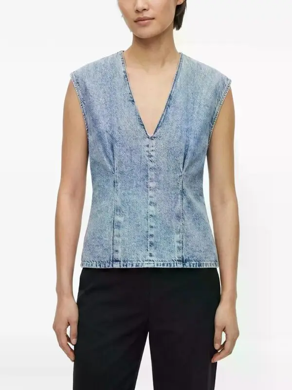 Rag & Bone Ava V-neck Denim Top