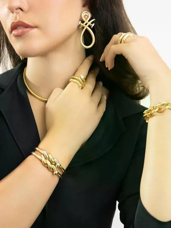 David Webb Twisted Nail Two-tone Cuff Bracelet