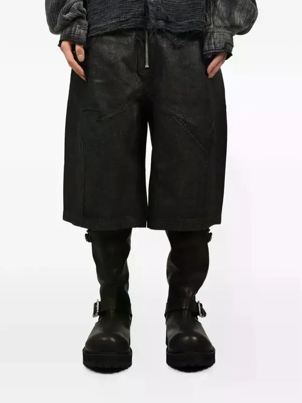 FILTH Waxed Panelled Wide Leg Shorts