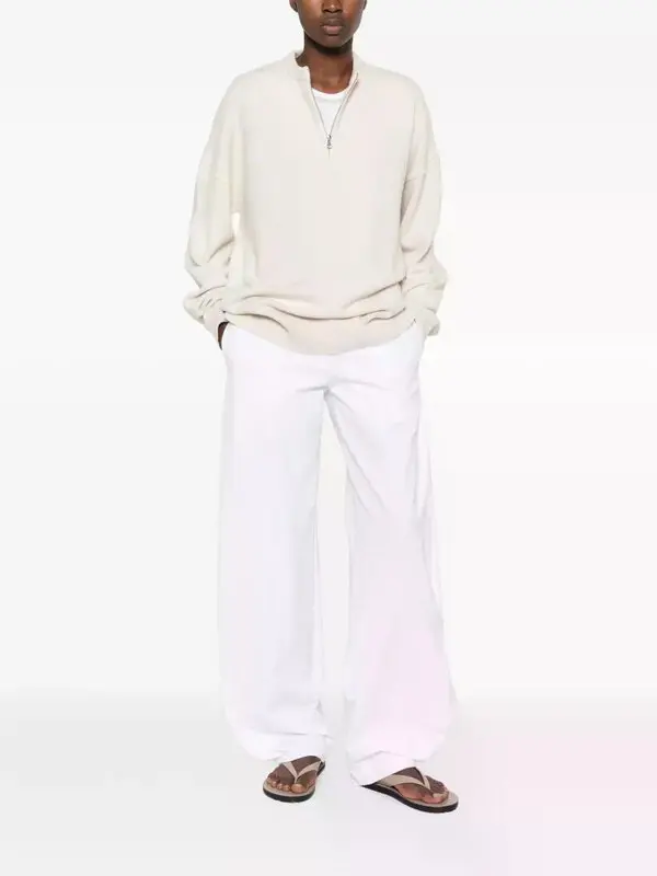 Extreme Cashmere Half-zip Drop-shoulder Sweater - Neutrals