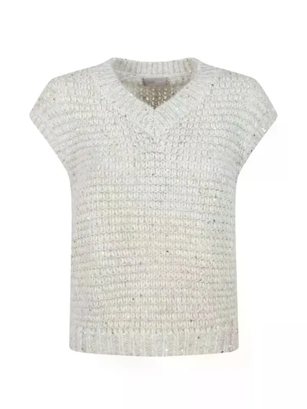 Herno Sequin-embellished V-neck Sweater - Grey