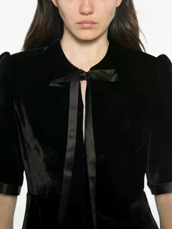 DE SANTIS Velvet Bow Detail Midi Dress