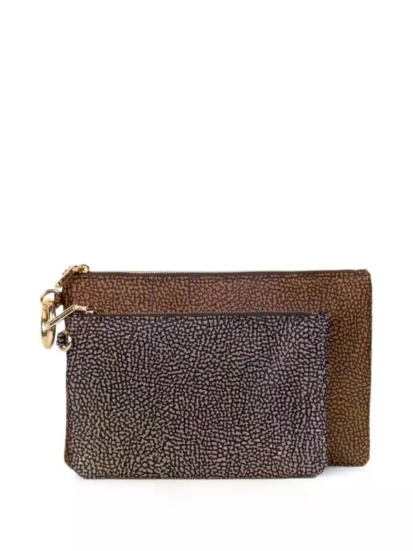 Borbonese Animal-print Logo-plaque Clutch Bags - Brown