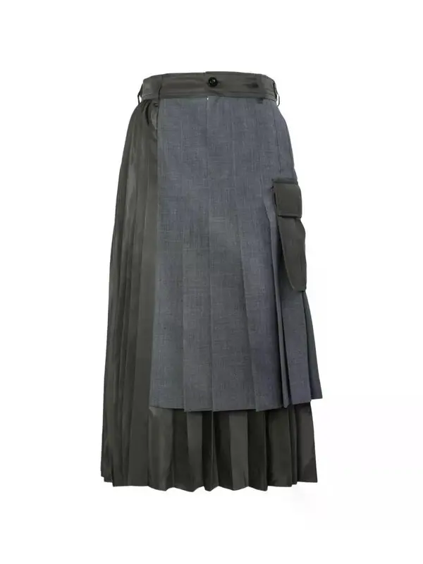 Sacai Pleated Panelled Skirt - Grey