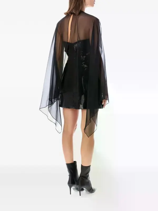 Alberta Ferretti Sequin-embellished Cape-sleeve Mini Dress