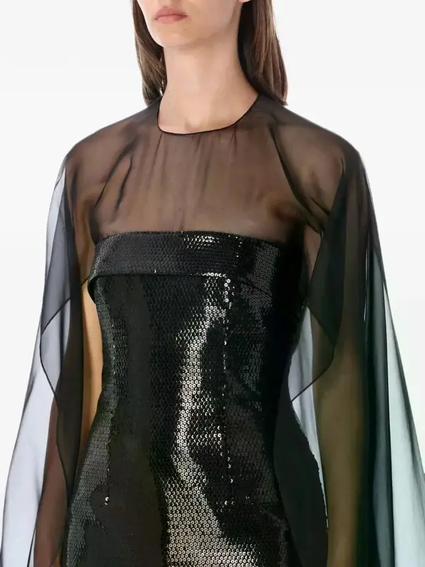 Alberta Ferretti Sequin-embellished Cape-sleeve Mini Dress