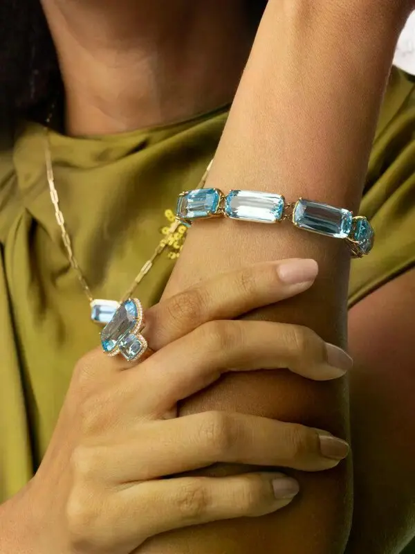 Goshwara London Blue Topaz And Diamond Bracelet In 18k Yellow