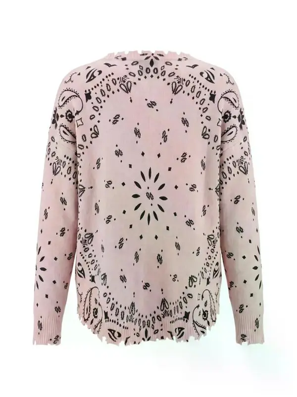 KUJTEN Bandana-print Distressed-effect Knit - Pink