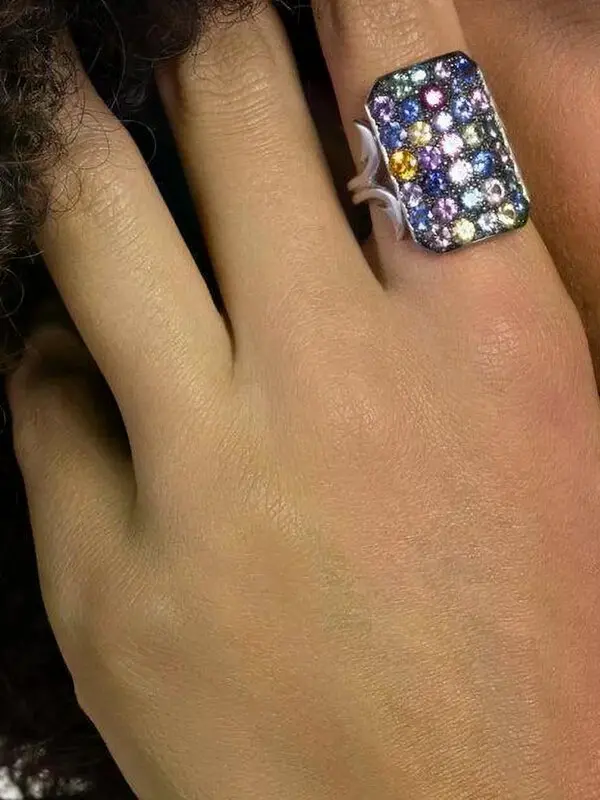 SYLVA & CIE Multi-colour Sapphire Ring In 18k White Gold