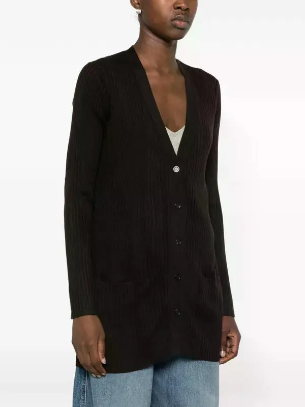 Eric Bompard Ribbed Knit V-neck Cardigan