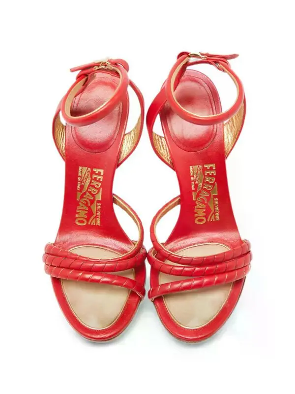 FERRAGAMO Quilted-finish Ankle-strap Sandals - Red