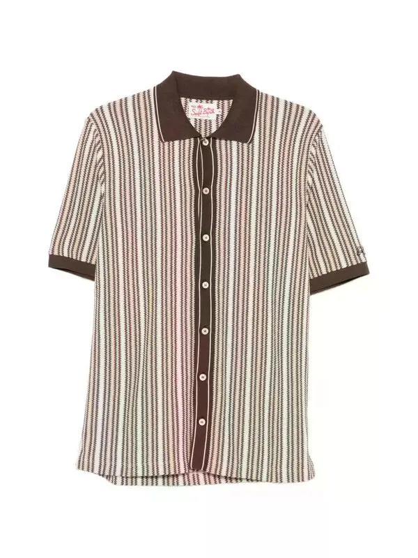 MC2 SAINT BARTH Marettimo Striped Knit Polo Shirt - Neutrals
