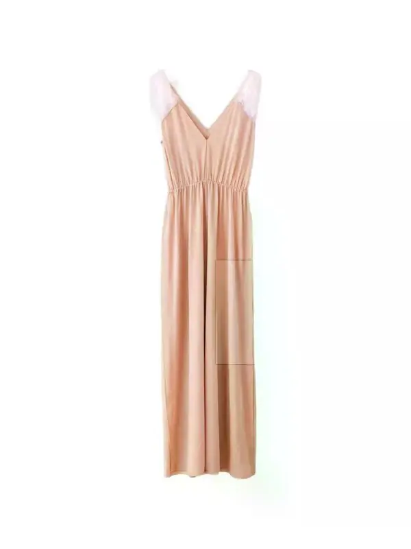 KRISTINA TI Lace-trim Elasticated-waist Maxi Dress - Orange