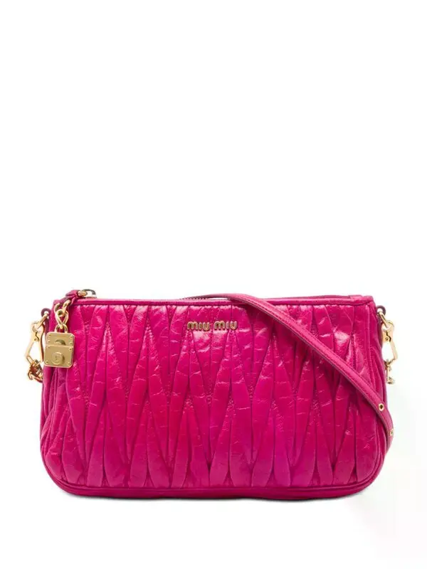 Miu Miu 2010-2026 Matelasse Nappa Lux Charm Shoulder Bag - Pink