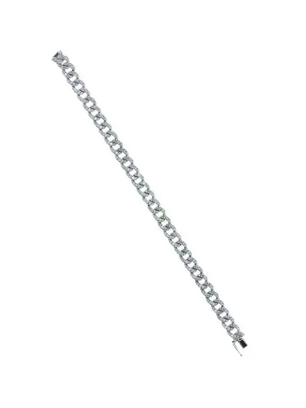 ZYDO Diamond Pavé Cuban-link Bracelet In 18k White Gold - Silver