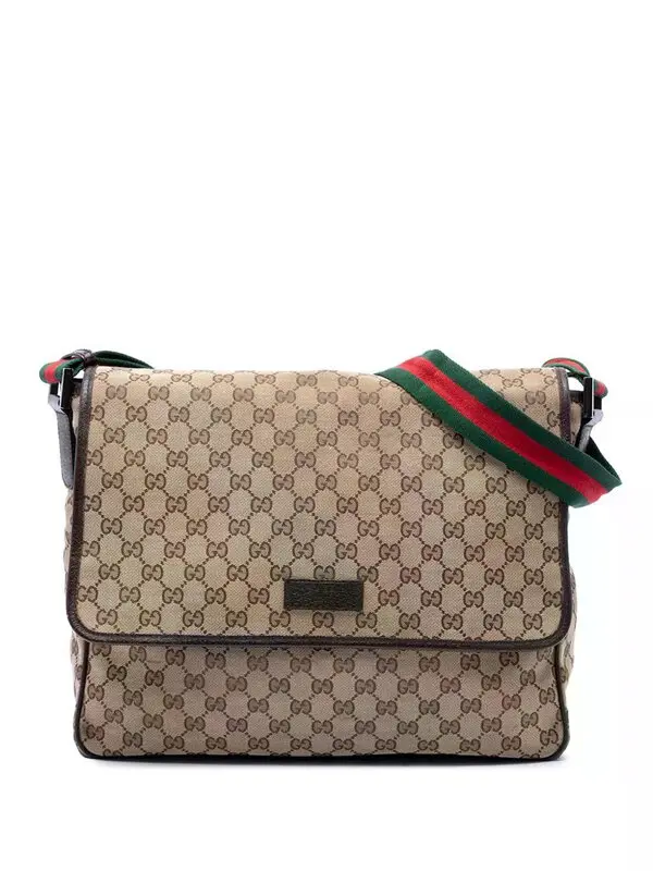 Gucci 2016-2026 Gg Canvas Web Flap Messenger Bag Crossbody Bag - Neutrals