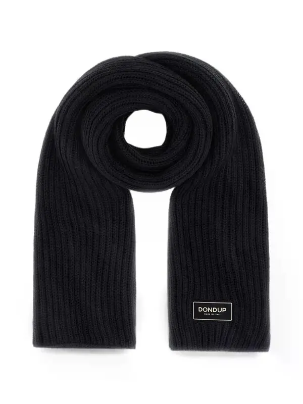 DONDUP Ribbed-knit Logo-patch Scarf