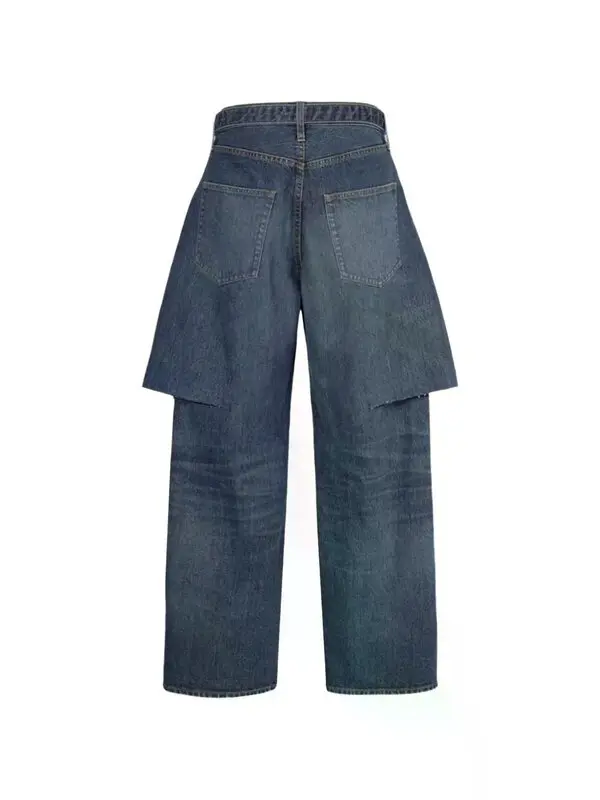 Sacai Layered-detail Belted Jeans - Blue