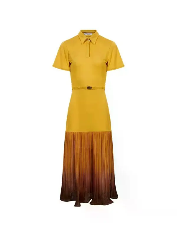 ROWEN ROSE Polo-collar Ombré-effect Midi Dress