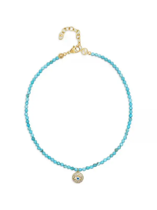 NIALAYA JEWELRY Turquoise Evil Eye Pendant Necklace - Gold