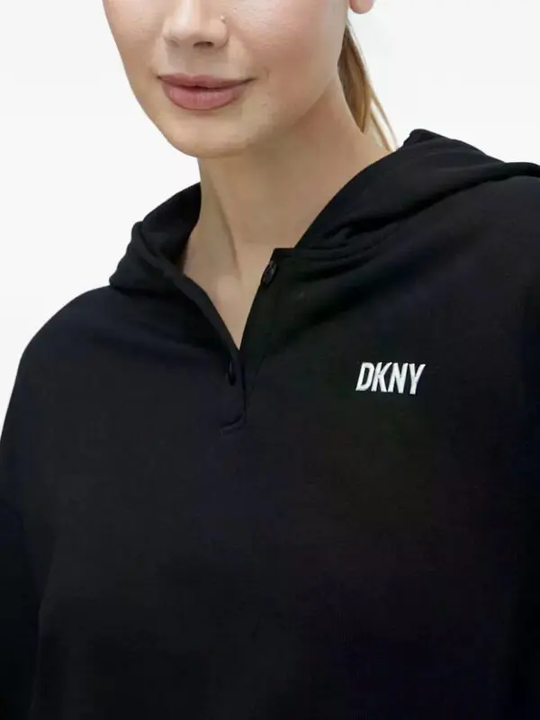 Dkny Button-placket Hoodie With Logo Print