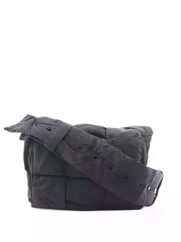 Bottega Veneta 2012-2026 Small Nylon Intrecciato Padded Tech Cassette Crossbody Bag - Black
