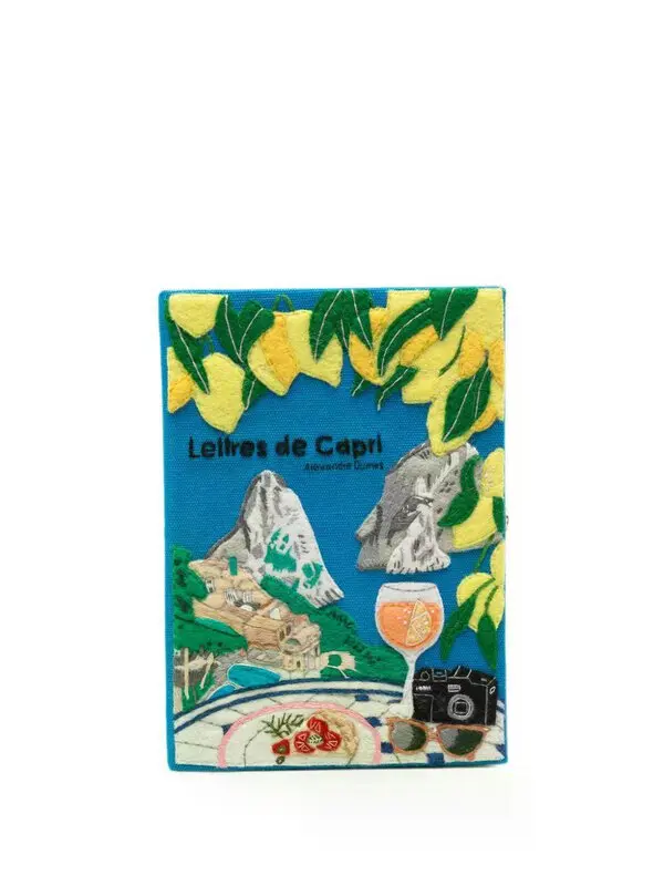 OLYMPIA LE-TAN Lettres De Capri Embroidered Clutch Bag - Blue