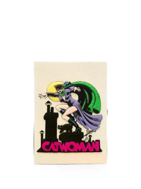 OLYMPIA LE-TAN Catwoman Embroidered Clutch Bag - Neutrals