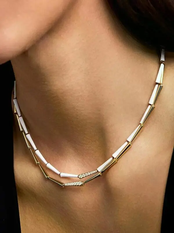 Melissa Kaye Lola Linked Necklace In 18k Yellow With Diamonds - Gold