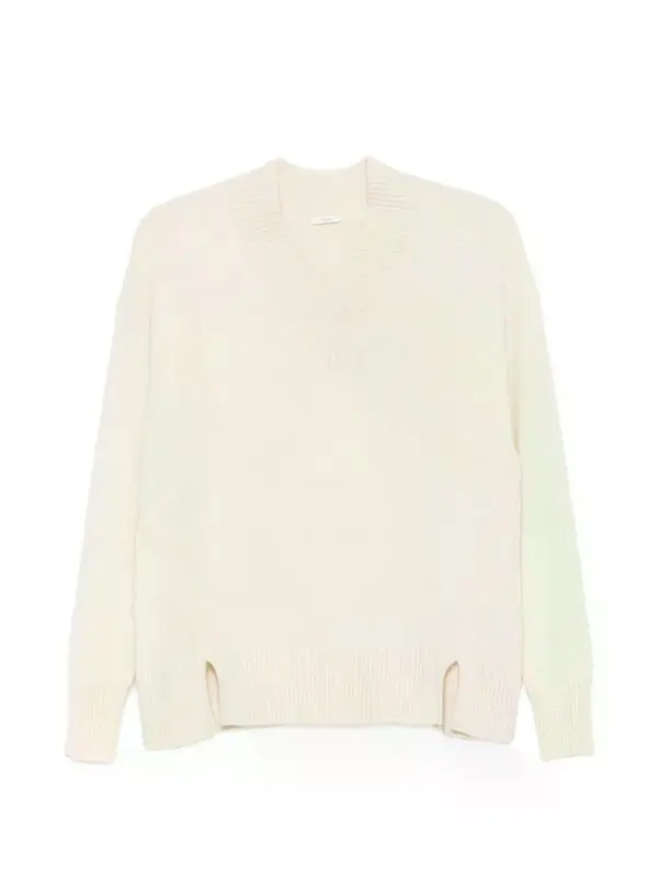 JOSEPH V-neck Side-slit Sweater - Neutrals