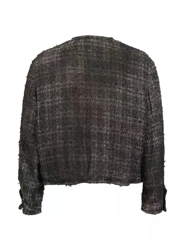 DOUBLET Tweed Frayed Collarless Jacket