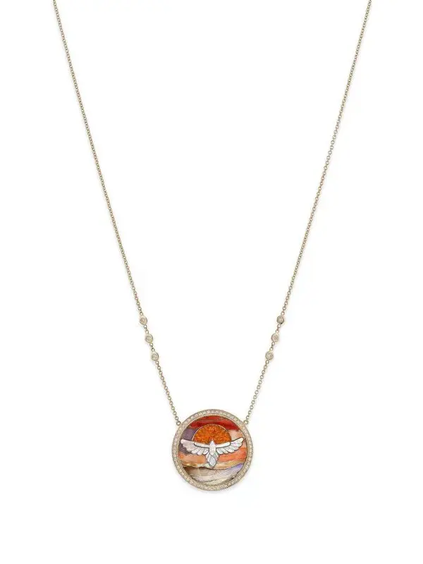 Jacquie Aiche Thunderbird Diamond And Mother-of-pearl Necklace - Gold