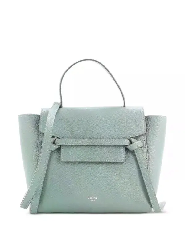 Celine Nano Belt Bag In Textured Leather - Green