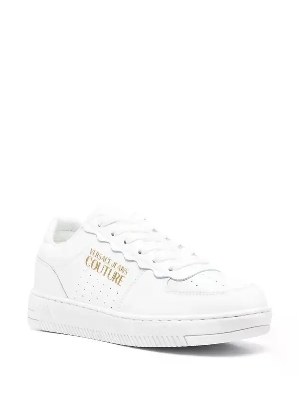 Versace Calf Leather Logo Print Sneakers
