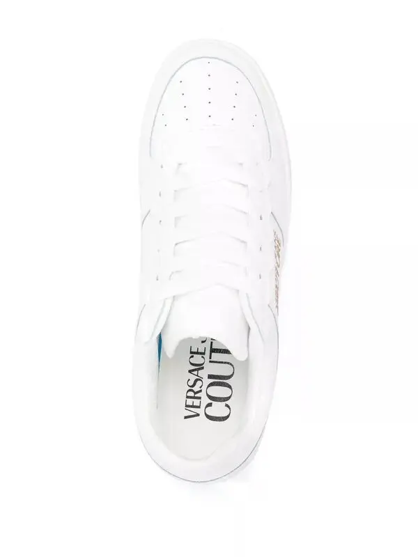 Versace Calf Leather Logo Print Sneakers