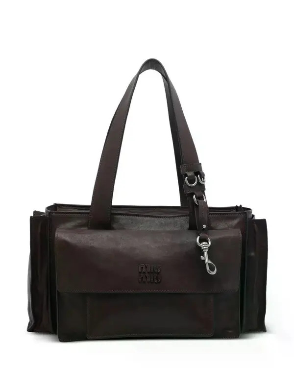 Miu Miu Utilitaire Leather Shoulder Bag - Brown