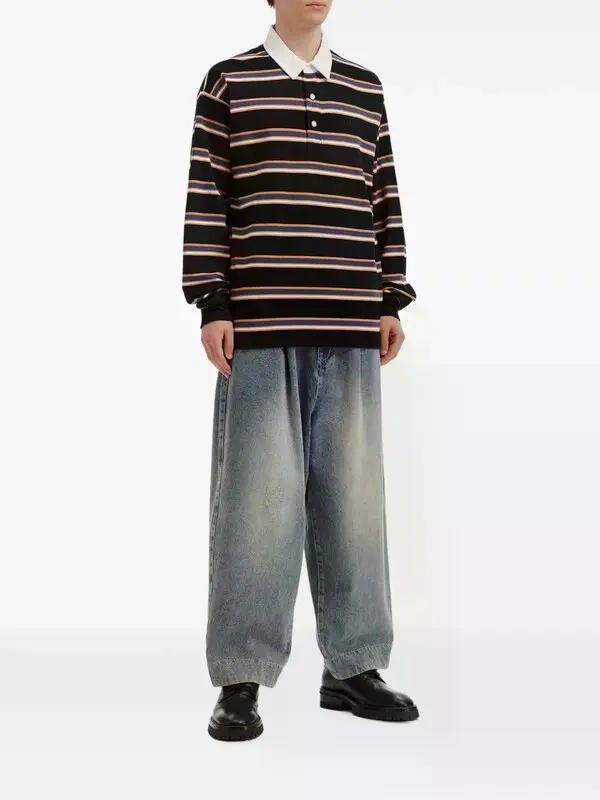 Izzue Striped Long-sleeve Polo Shirt