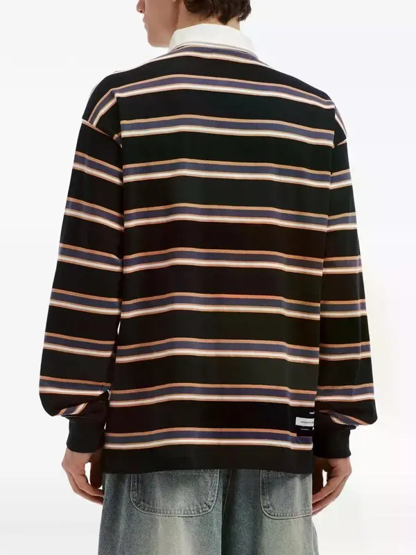 Izzue Striped Long-sleeve Polo Shirt