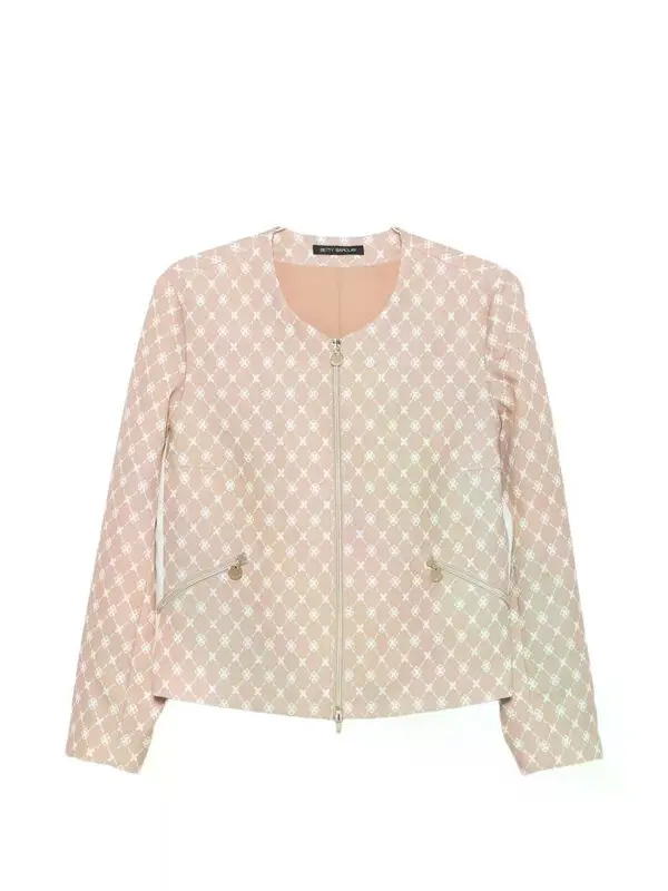 BETTY BARCLAY Geometric-print Zip-up Jacket - Neutrals